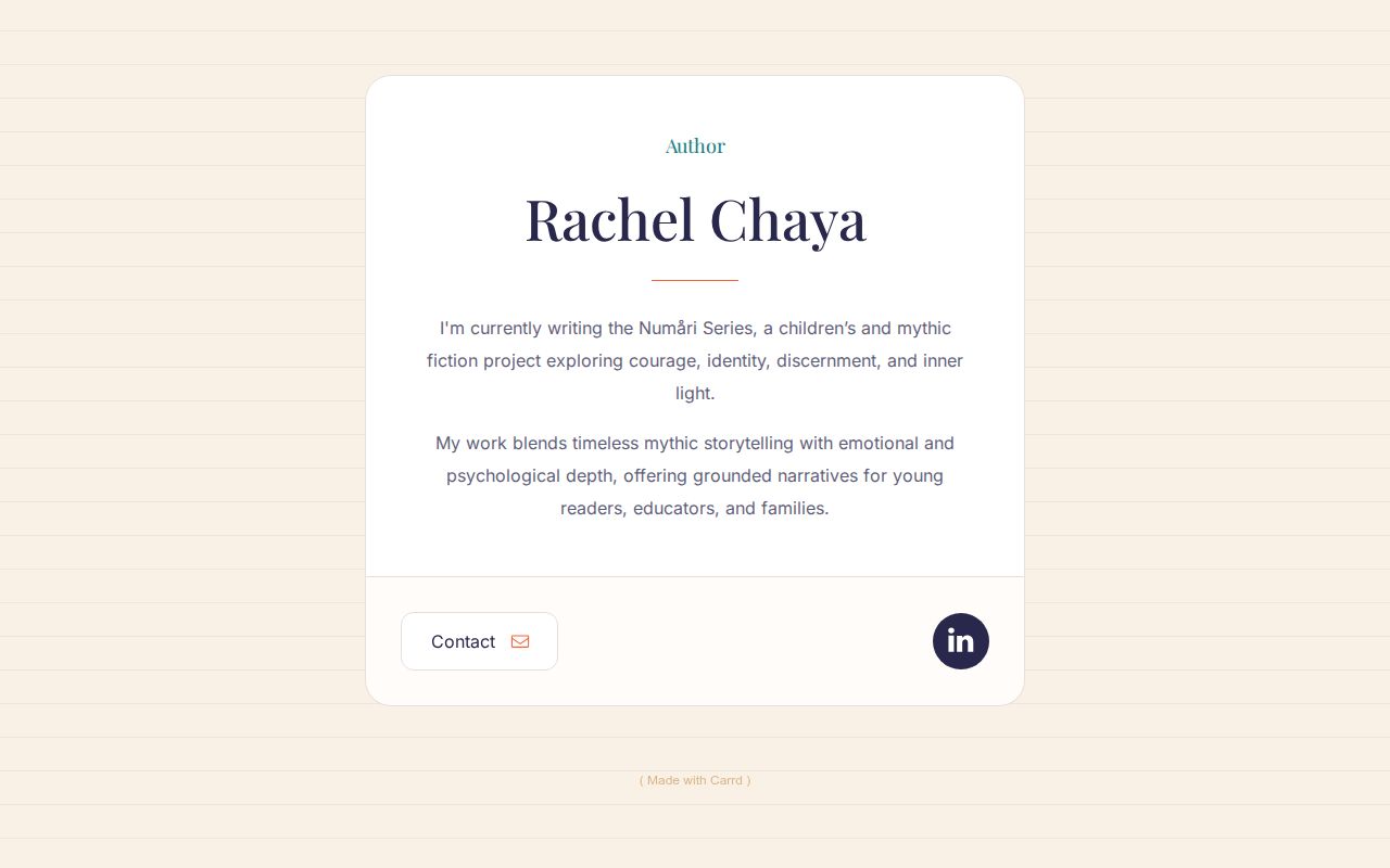 Rachel Chaya — Author